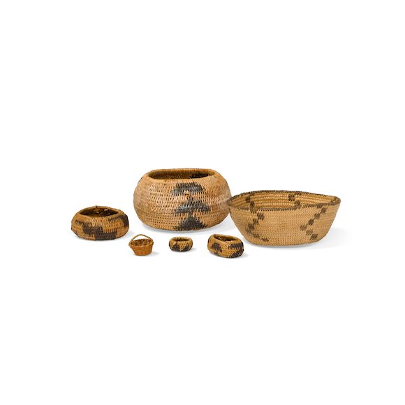 Bonhams : Six miniature Native American baskets