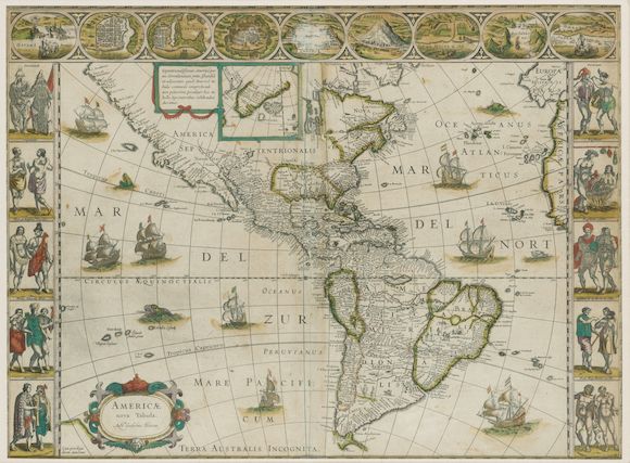 Bonhams : BLAEU, WILLEM. 1571-1638. Americae nova Tabula. [Amsterdam: c.1640].