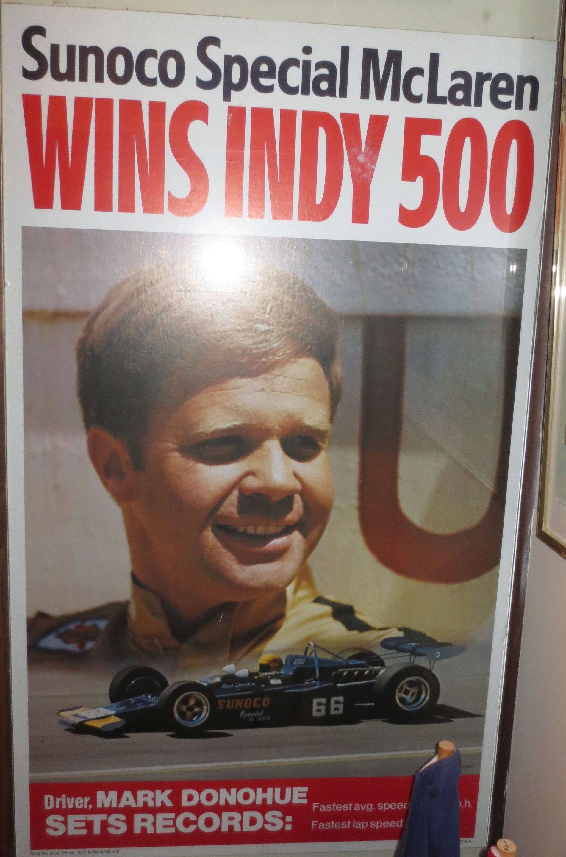 Bonhams Cars : 'Sunoco Special McLaren Wins Indy 500' Poster, 1972,
