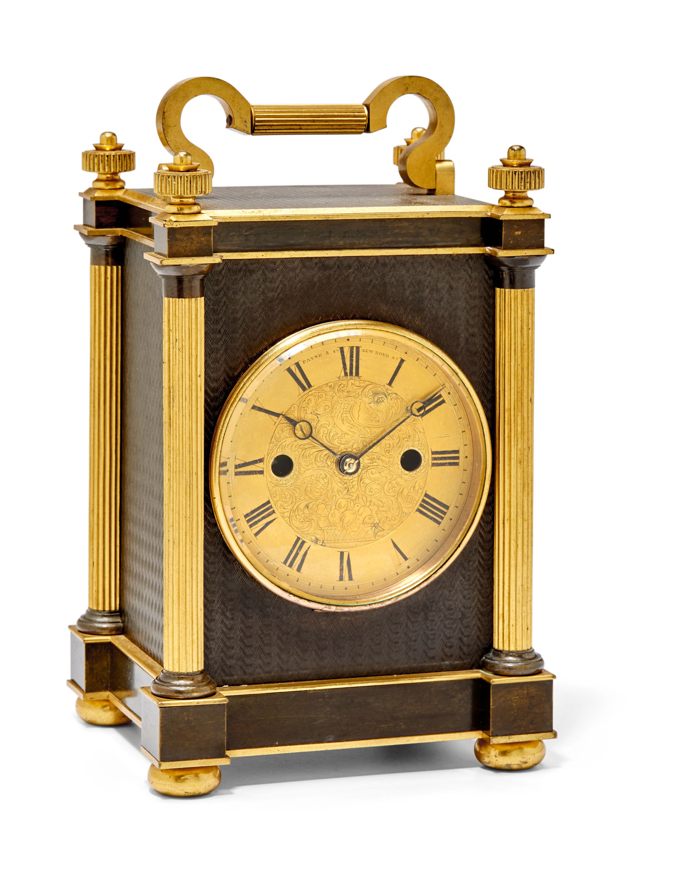 A FINE PATINATED AND GILT BRASS HOUR STRIKING AND REPEATING GIANT ...