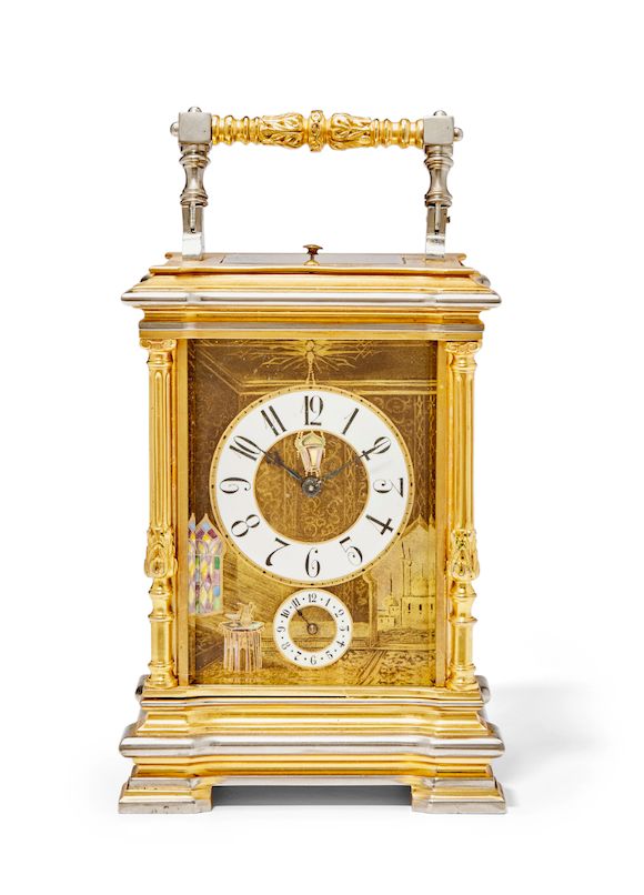 Bonhams : A fine gilt and silvered porcelain panel repeating carriage ...