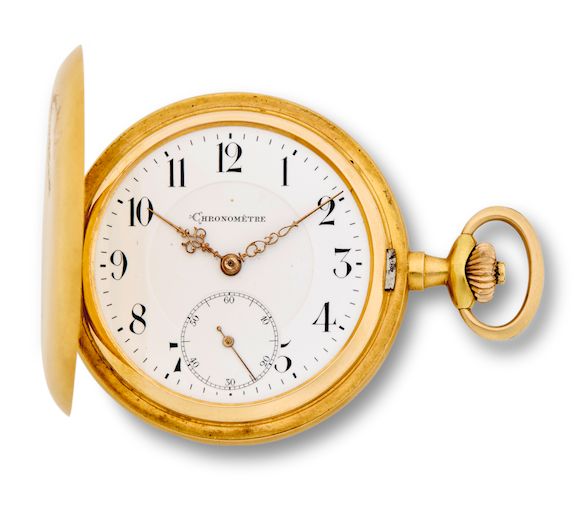 Bonhams : A fine Swiss 18K gold hunter cased pivoted detent pocket ...