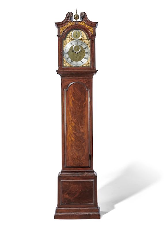 Bonhams : A MAHOGANY QUARTER STRIKING LONGCASE CLOCK WITH GRIDIRON ...