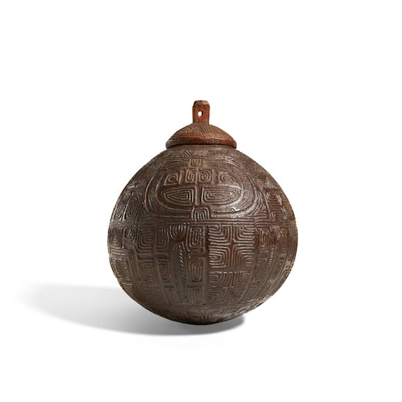 Bonhams : Coconut Gourd Container, Marquesas Islands