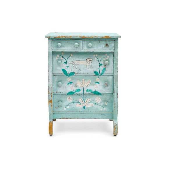 Bonhams : Beatrice Wood (1893-1998) Chest of Drawers1973paint decorated ...