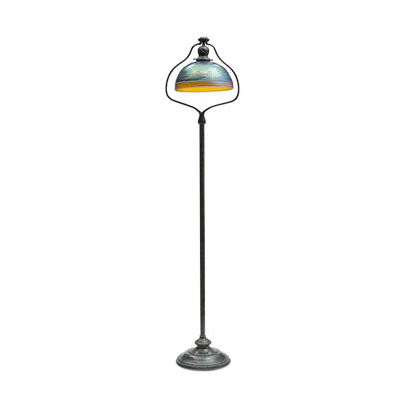 Bonhams : A Steuben Decorated Blue Aurene Glass Shade and a Patinated ...