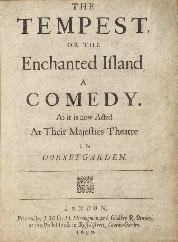 Bonhams : SHAKESPEARE, WILLIAM. 1564-1616. The Tempest. Or the ...
