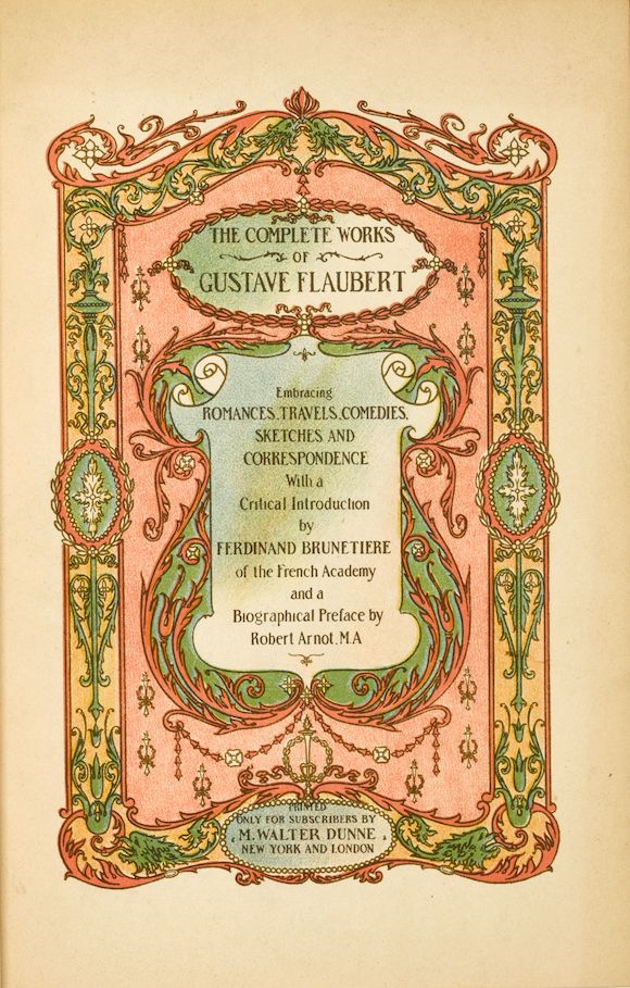 Bonhams : FLAUBERT, GUSTAVE. 1821-1880. The Complete Works of Gustave ...
