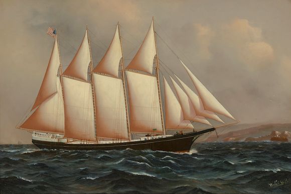Bonhams : William Edgar (1870-circa 1925) The California Schooner H.D ...
