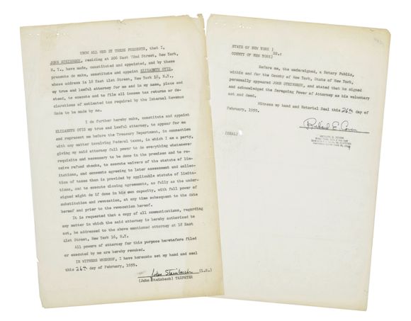 Bonhams : STEINBECK, JOHN. 1902-1968. Typed Document Signed (John ...