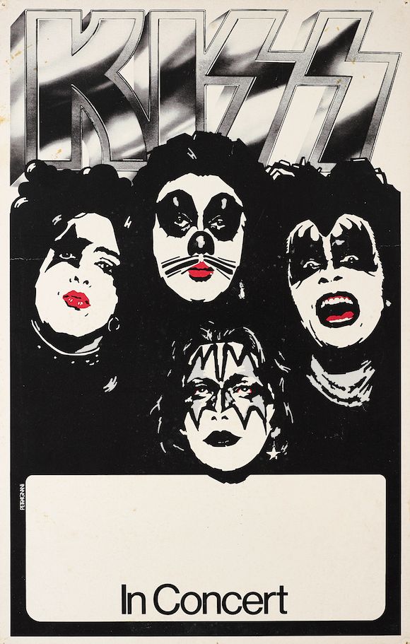 Bonhams : An Early Kiss Concert Poster circa 1975