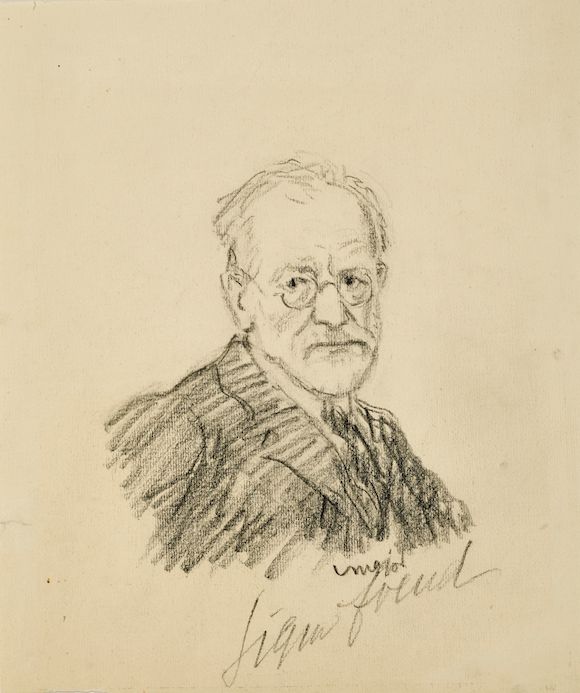 Bonhams : FREUD, SIGMUND. 1856-1939. Original charcoal portrait of ...