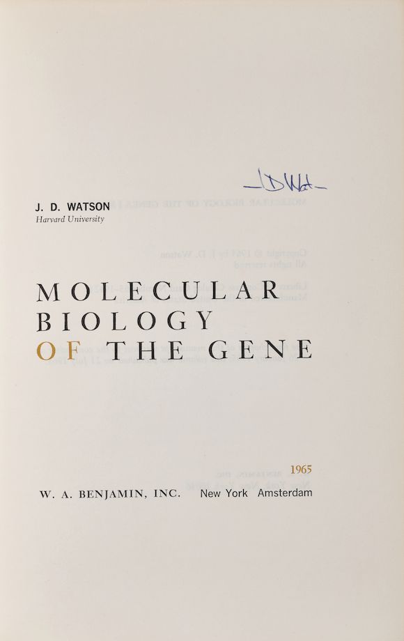 Bonhams : WATSON, JAMES D. B.1928. Molecular Biology of the Gene. New ...