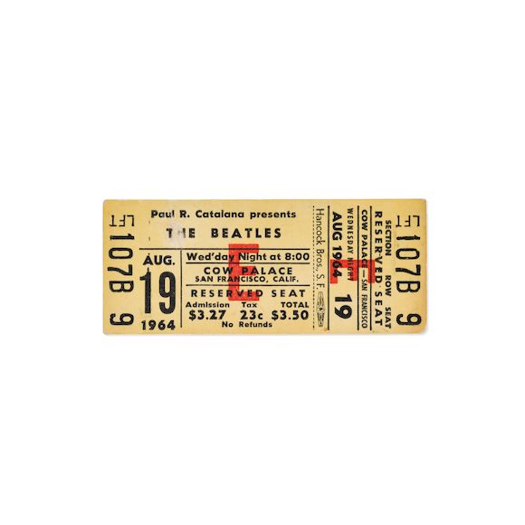 Bonhams : A Complete Concert Ticket For The Beatles Show At Cow Palace ...