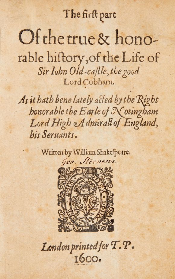Bonhams : [SHAKESPEARE, WILLIAM. 1564-1616.] [Apocryphal play.] The ...