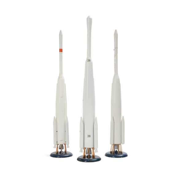 Bonhams : GROUP OF 3 DELTA ROCKET MODELS. 3 contractor models, tallest ...