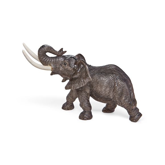 Bonhams : Dark Gray obsidian elephant