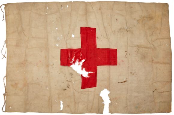 Bonhams : D-DAY: MEDICAL FIRST AID POST FLAG. [Gifted by a Medical ...