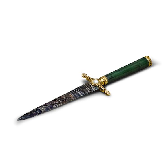 Bonhams : Meteorite, Nephrite, Silver and Gem-set Knife/Letter Opener ...