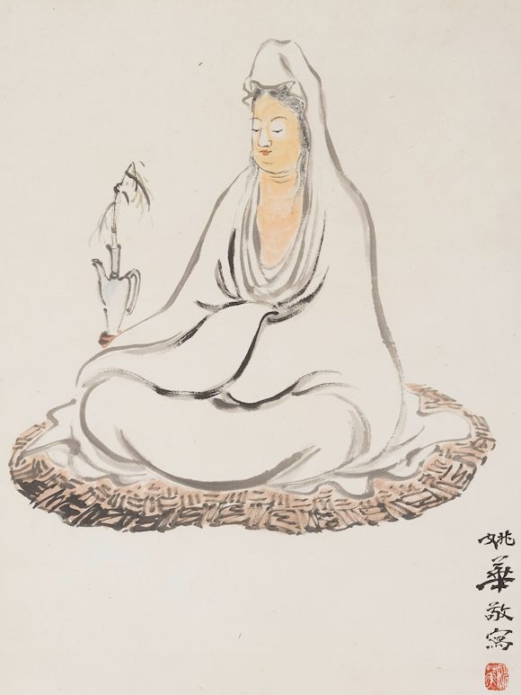 Bonhams : Yao Hua (1830-1930) Landscape, 1905 and Guanyin (2)