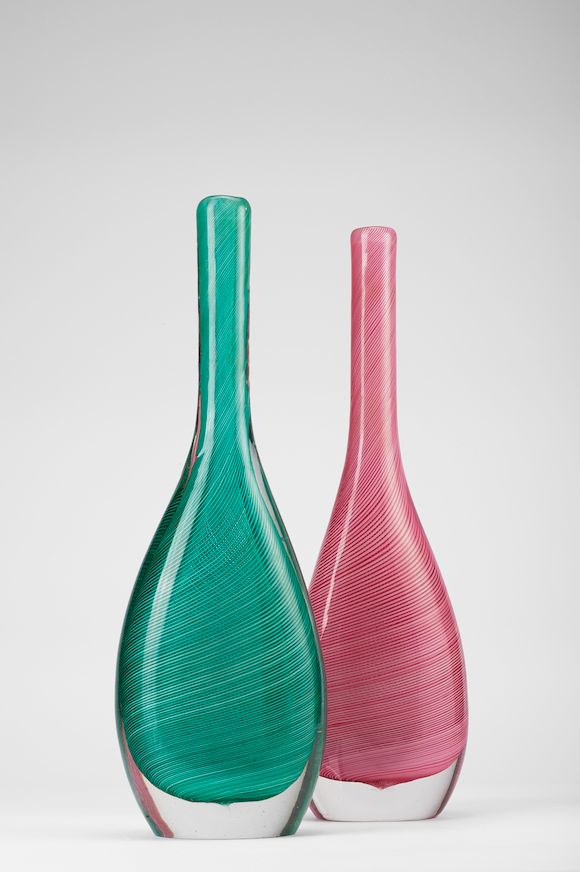 Bonhams : Paolo Venini (1895-1959) Two Mezza Filigrana Bottlesdesigned ...