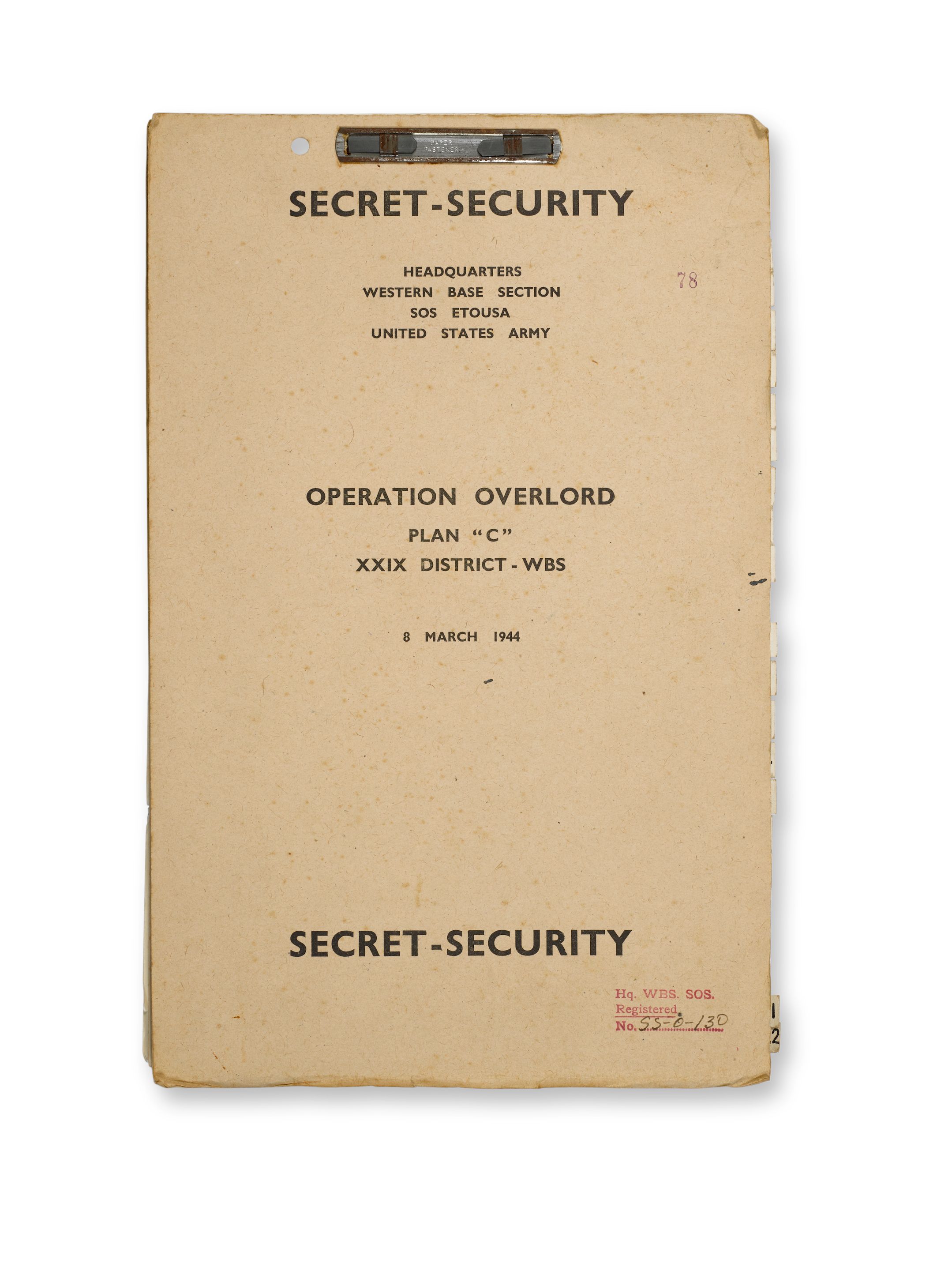 Bonhams : OPERATION OVERLORD WESTERN BASE SECTION PLAN. Operation ...