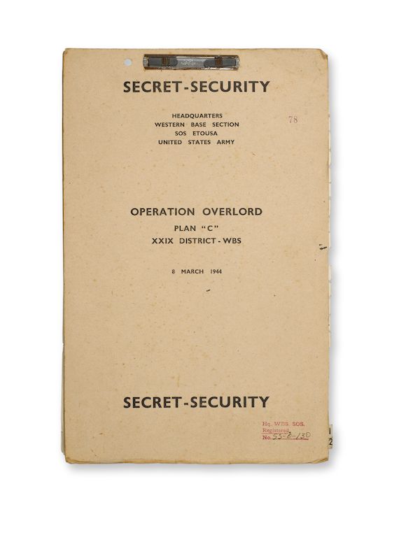 Bonhams : OPERATION OVERLORD: WESTERN BASE SECTION PLAN. Operation ...