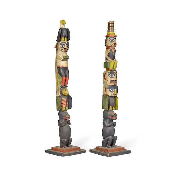 Bonhams : A Pair of Northwest Coast model totem poles