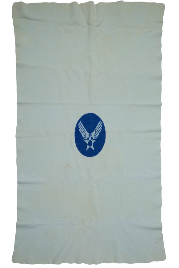Bonhams : FDR's U.S. ARMY AIR FORCES BLANKET. Pale blue wool blanket with U.S. Army Air Forces ...