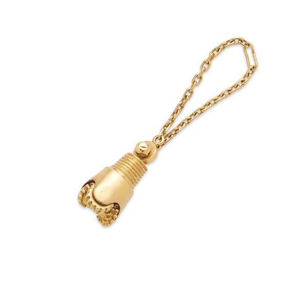 Bonhams : An 18k gold oil drill bit key chain, De Percin, French