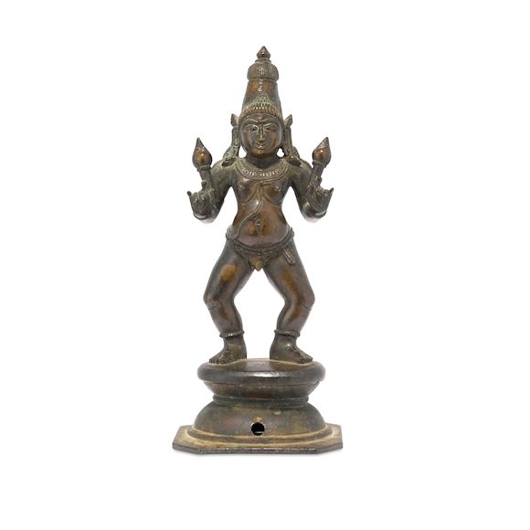 Bonhams : A COPPER ALLOY FIGURE OF SKANDA South India, 16th/17th century