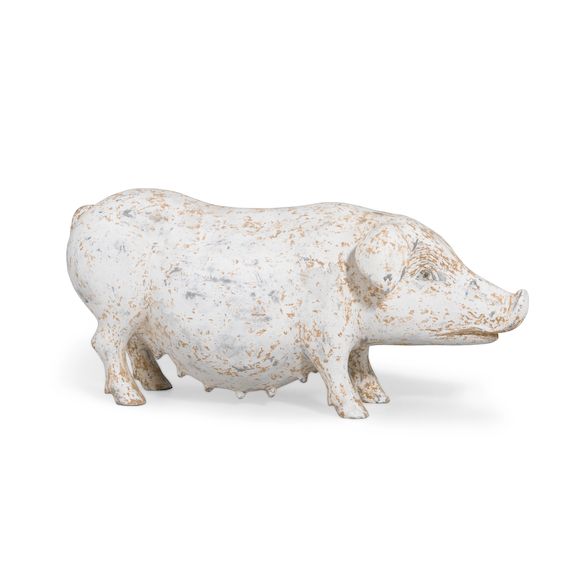 Bonhams : A Painted Gray Pottery Figure of a Sow Han dynasty