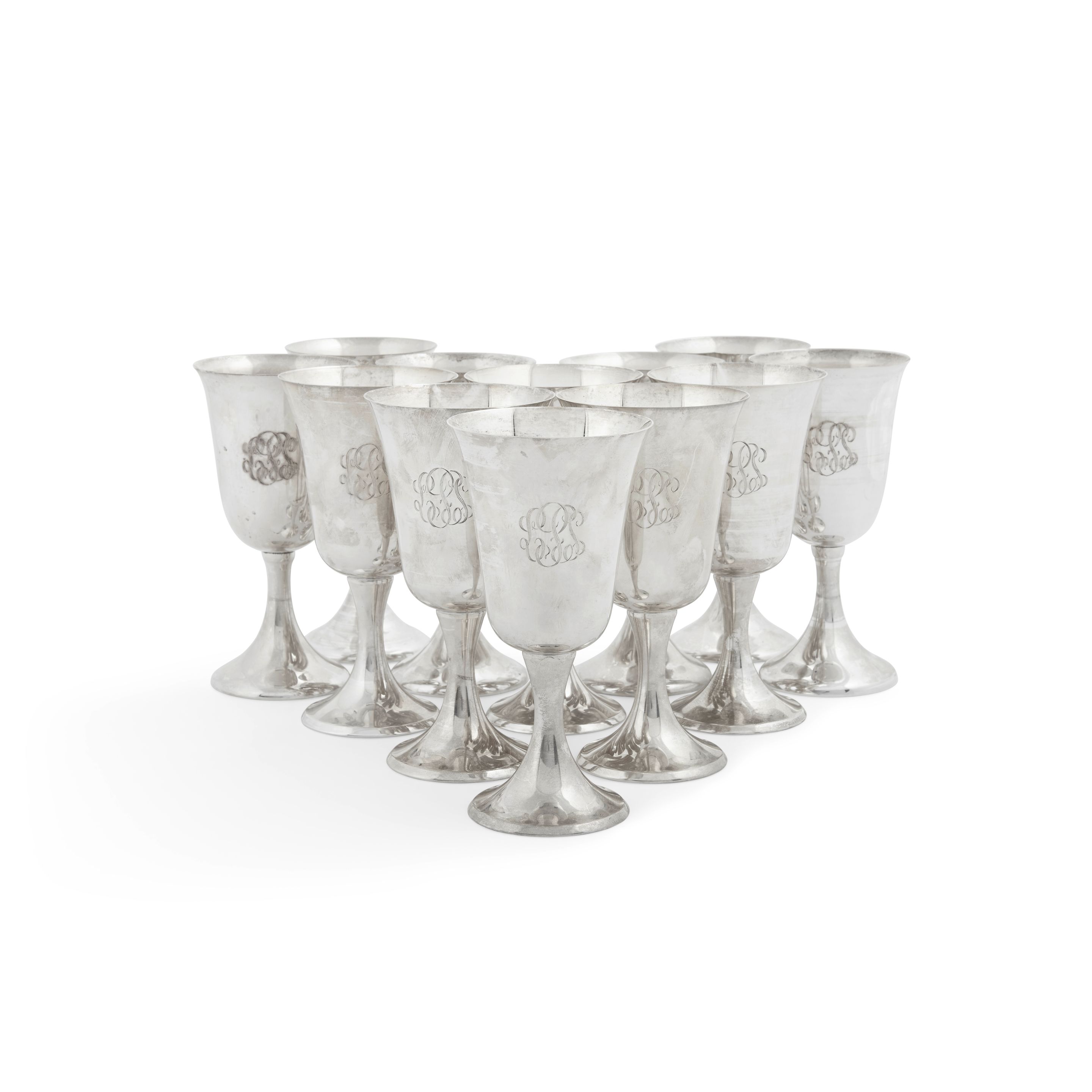 An assembled set of twelve American sterling silver goblets - auctions ...