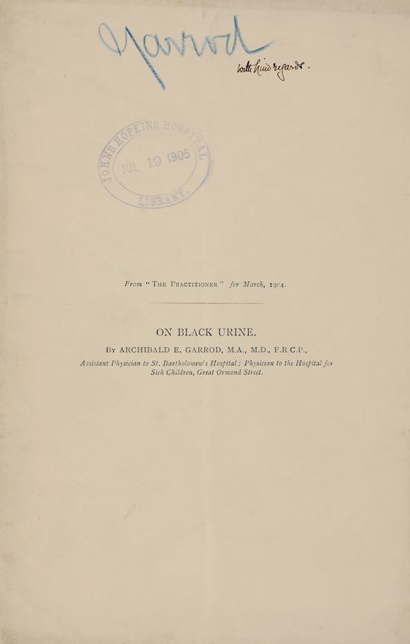 Bonhams : GARROD, ARCHIBALD E. 1857-1936. Two offprints and his biography: