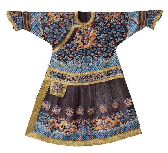 Bonhams : AN EMBROIDERED SILK GAUZE FORMAL COURT 'DRAGON' ROBE, CHAOFU ...