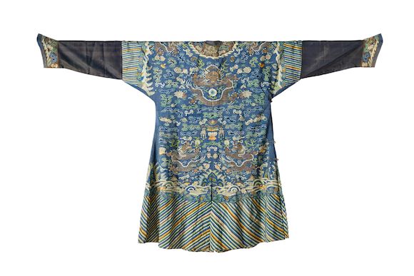 Bonhams : A BLUE SILK KESI DRAGON ROBE Late 19th century