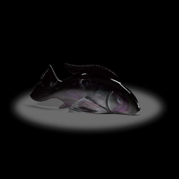Bonhams : Rainbow Obsidian Carving of a Fish