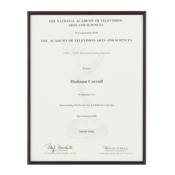 Bonhams : A Daytime Emmy Award® nomination certificate for The Sweetest ...