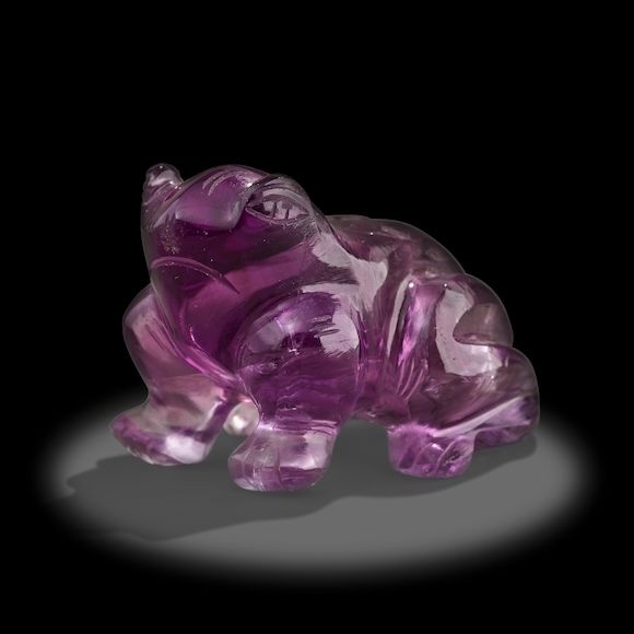 Bonhams : Amethyst Carving of a Frog