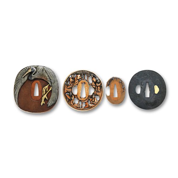 Bonhams : Three copper tsuba and a shakudo tsuba Edo period (1615-1868 ...