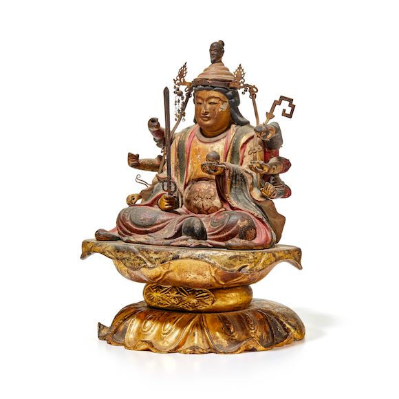Bonhams : A polychrome wood figure of Daikini Edo period (1615-1868 ...