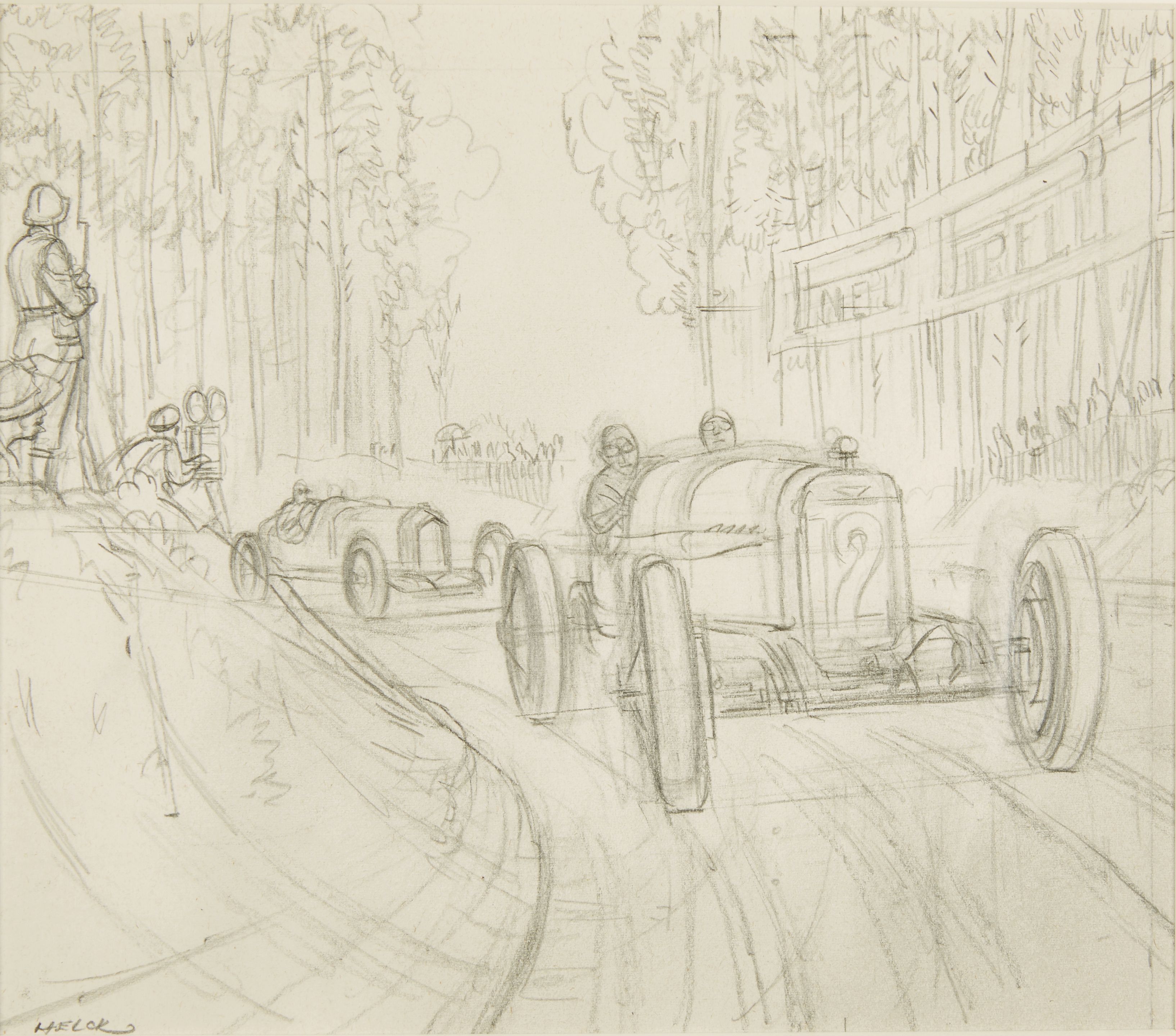 Bonhams Cars : A pencil sketch of the 1921 French Grand Prix by Peter ...