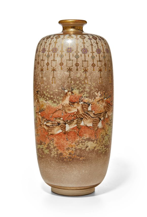 Bonhams : A TALL SATSUMA VASE Tanzan for the Yasuda Company, Meiji era ...