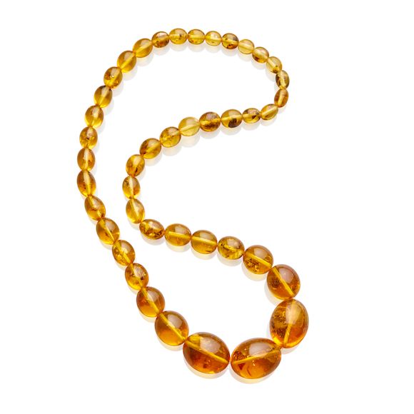 Bonhams : Large Amber Bead Necklace