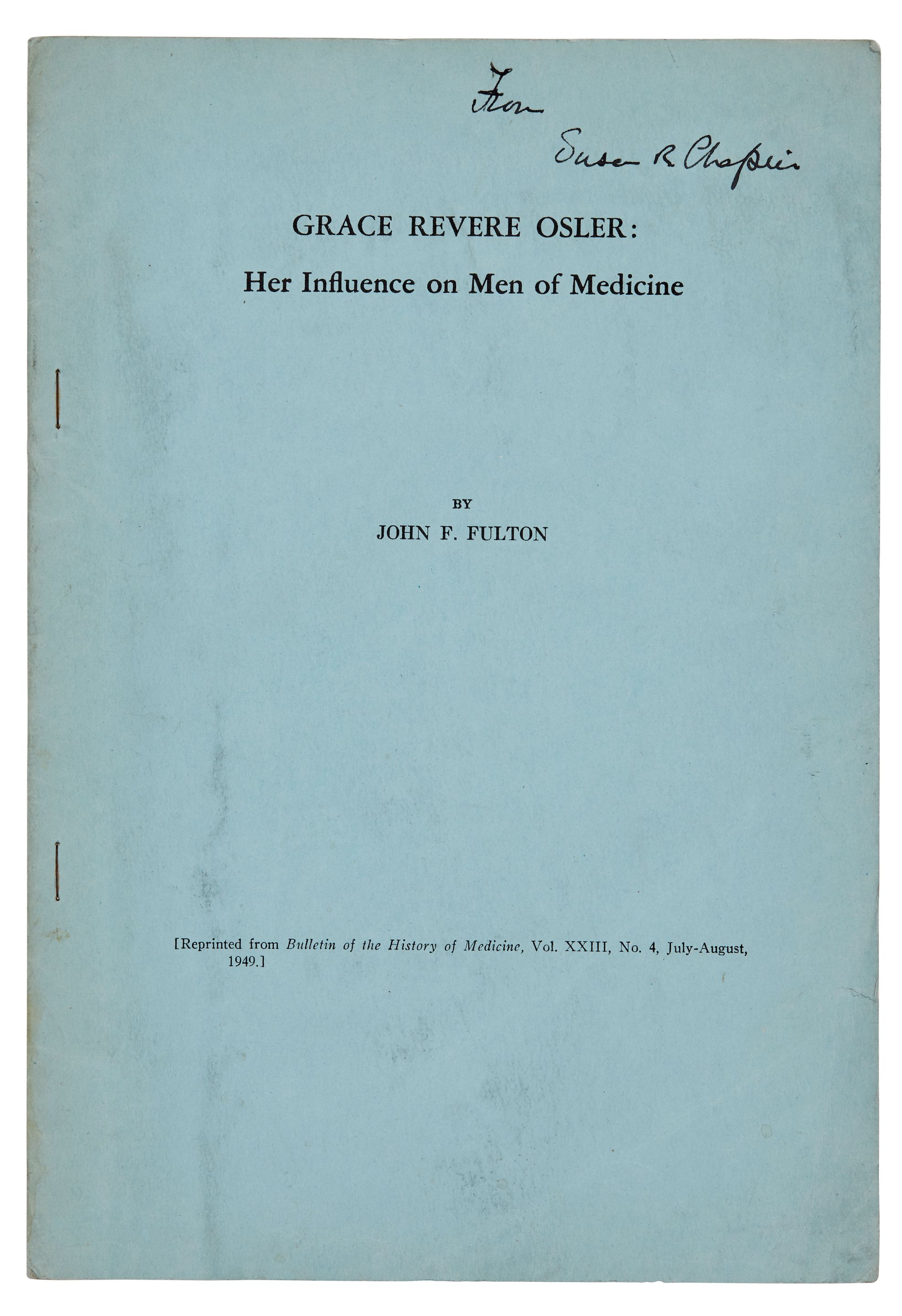 Bonhams : OSLER FAMILY. MUIRHEAD, ARNOLD. 1900-1988. Grace Revere Osler ...