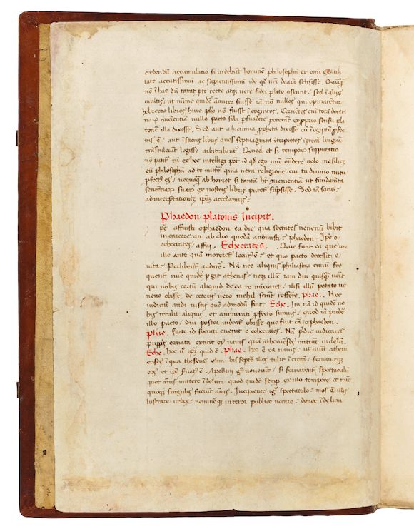 Bonhams : THE ESSENCE OF RENAISSANCE. PLATO. 427?-347 B.C.E.; BRUNI ...