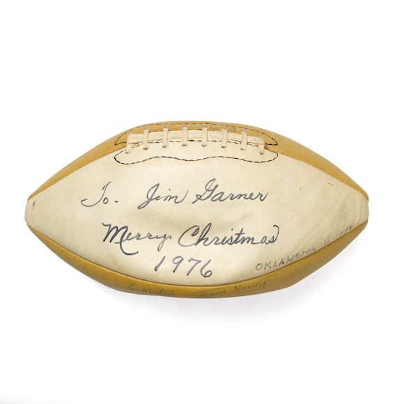 Bonhams : A James Garner football signed by the University of Oklahoma team