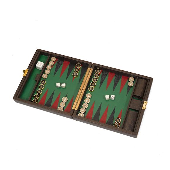 Bonhams : A James Garner monogrammed Gucci backgammon set