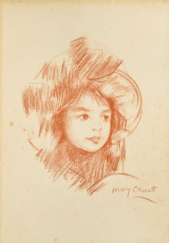 Bonhams : Mary Cassatt (1845-1926) Drawing of a Young Girl 10 5/8 x 7 3 ...