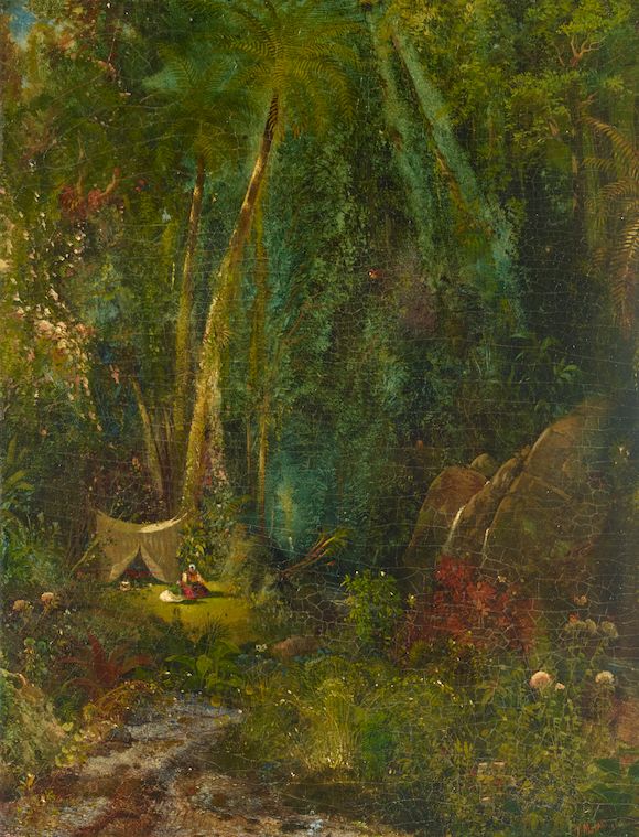 Bonhams : Thomas Moran (1837-1926) Seminole Village in the Everglades 1860 (Seminole Indians ...